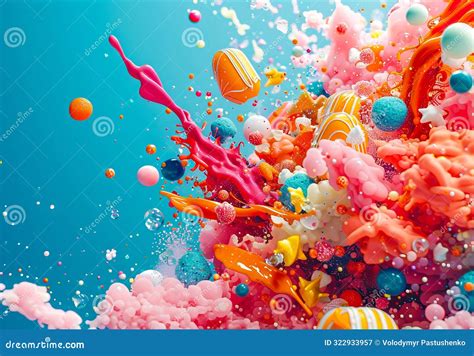 A Colorful Explosion Of Candy And Bubbles Stock Image Image Of