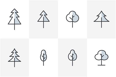 Tree Icon Set Tree Outline Vector Art Bundle Isolated On White Background 41032765 Vector Art