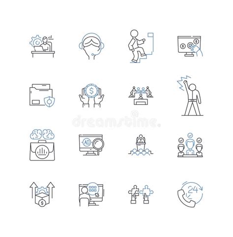 Skillful Proficiency Line Icons Collection Mastery Expertise