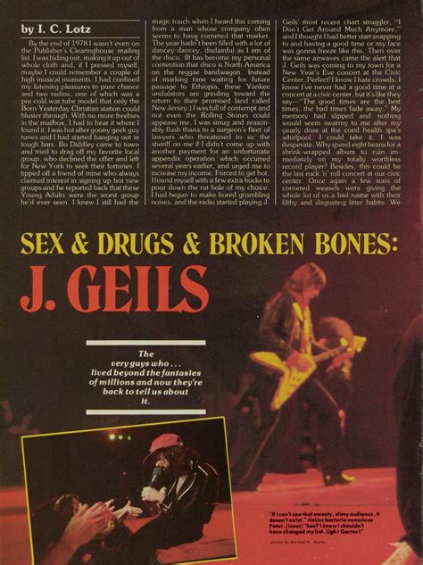 Creem Sex And Drugs And Broken Bones J Geils