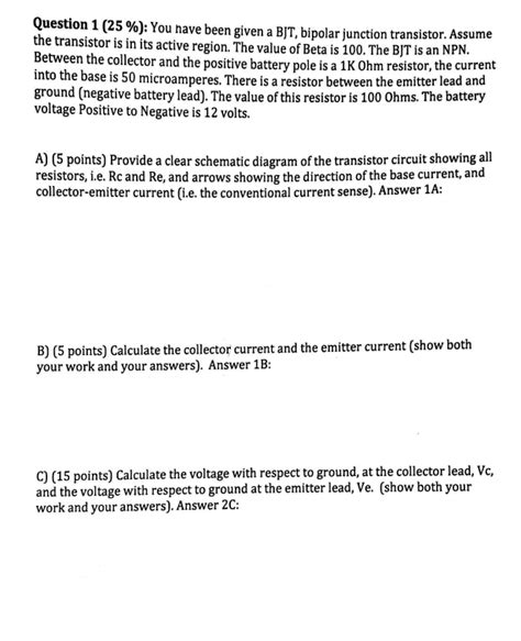 Solved Question You Nave Been Given A BJT Chegg Com