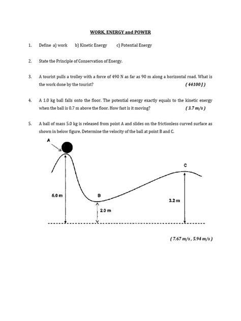 Tutorial Work Energy And Power Pdf Calorie Force