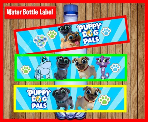 Puppy Dog Pals Water Bottle Label Instant Download Printable Puppy Dog
