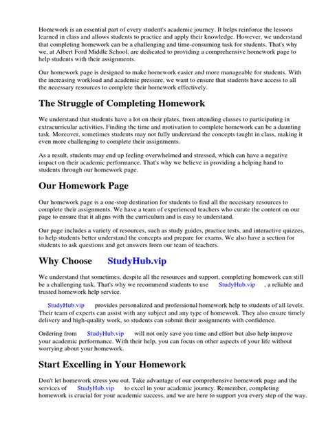 Albert Ford Middle School Homework Page Pdf Homework Teachers