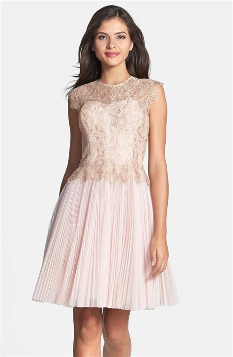 Ted Baker London Remma Metallic Lace Overlay Fit And Flare Dress Nordstrom