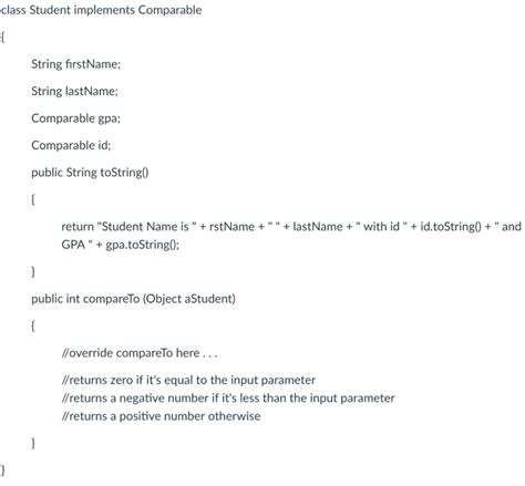 Hello I Need To Implement The CompareTo Method For Chegg
