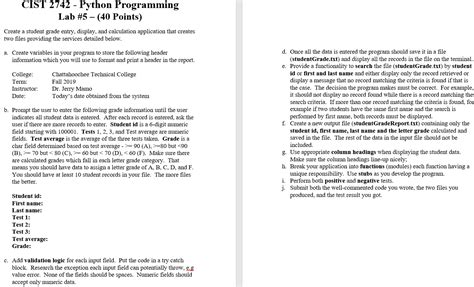 Solved Cist 2742 Python Programming Lab 5 40 Points