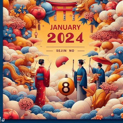 カレンダー 2024 年 1 月 8 日の背景イラスト