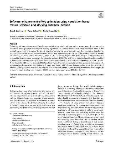 Pdf Software Enhancement Effort Estimation Using Correlation Based
