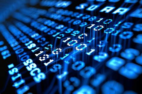 Blue Digital Code On A Dark Background Representing Data Flow And Cyber Security In A High Tech