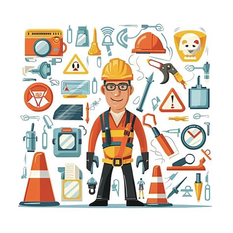 2d Vector Illustration Safety Civil Protection And Safety When Working And Taking Safety