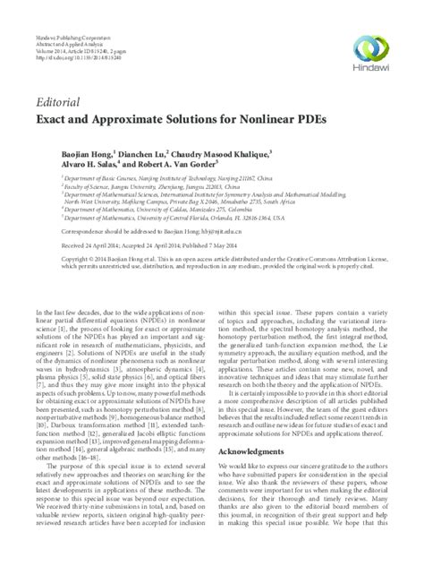Pdf Exact And Approximate Solutions For Nonlinear Pdes