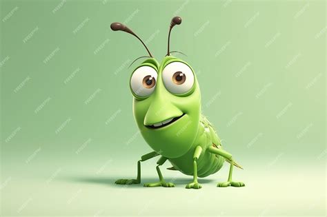 Premium Photo Cute Cartoon Grasshopper Character