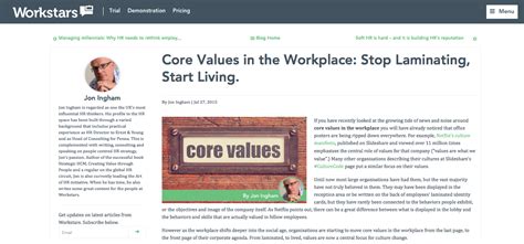 Core Values Moving From Laminated To Lived ~ Strategic Human Capital