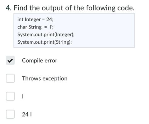 Solved Find The Output Of The Following T Integer