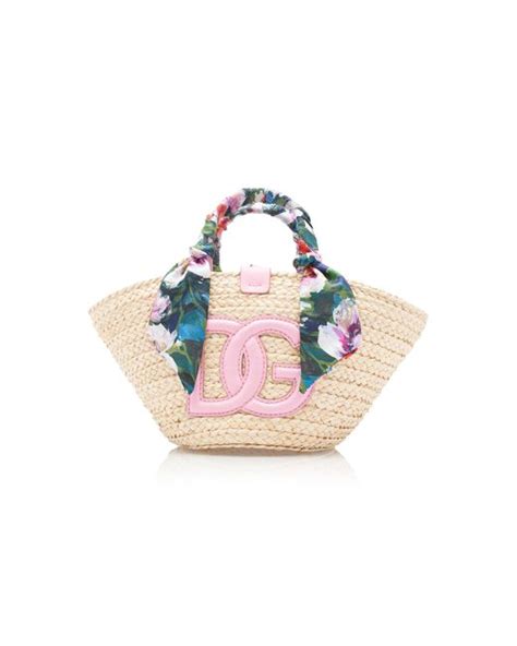Dolce And Gabbana Kendra Raffia Tote Bag In Pink Lyst