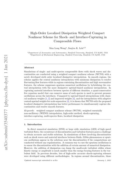 Pdf High Order Localized Dissipation Weighted Compact Nonlinear Scheme For Shock And