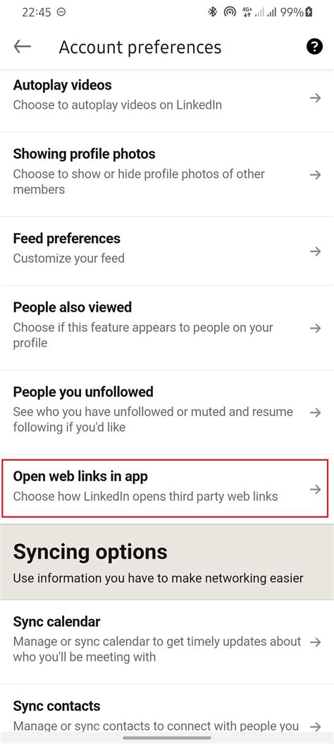 how to disable linkedin s in app browser
