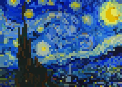 Starry Night Pixel Art Poster By Caloy Aurellano Displate
