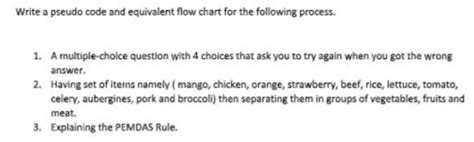 Solved Write A Pseudo Code And Equivalent Flow Chart For The Chegg