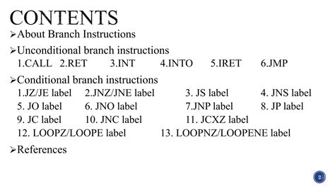 Branching Instructions In 8086 Microprocessor Pptx