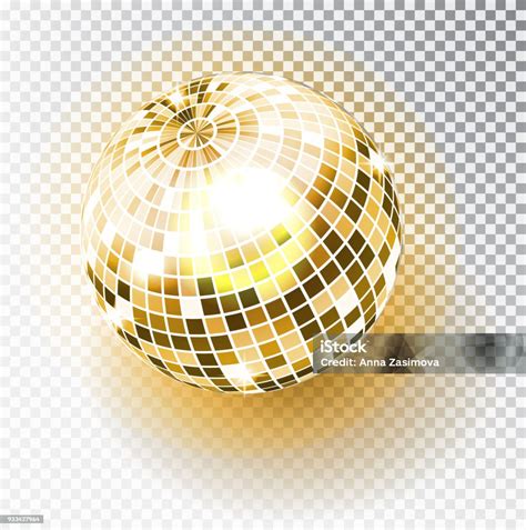 디스코 볼 그림 고립 나이트 클럽 파티 빛 요소입니다 밝은 거울 디스코 댄스 클럽을 위한 황금 공 디자인 벡터 0명에 대한 스톡