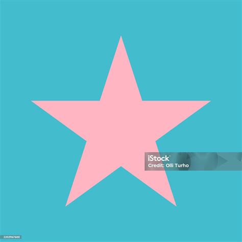 성공 성취 또는 수상의 상징으로 밝은 분홍색 별을 가진 벡터 평면 그림 밝은 파란색 배경 우주 요소 미니멀리즘 컨셉 클립 아트 스포츠 컬렉션 개념에 대한 스톡 벡터 아트 및