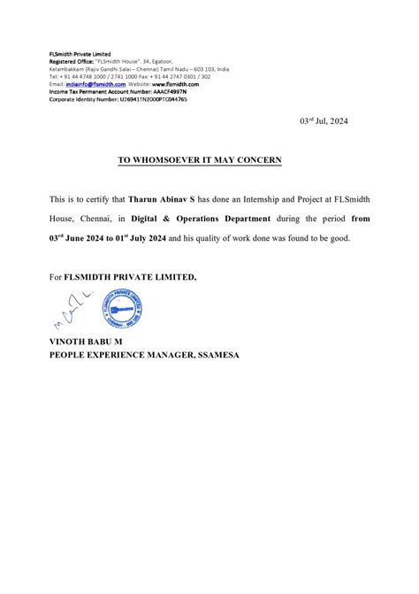 Tharun Abinav Saravanan On Linkedin Srmist Flsmidth Intership Rpa