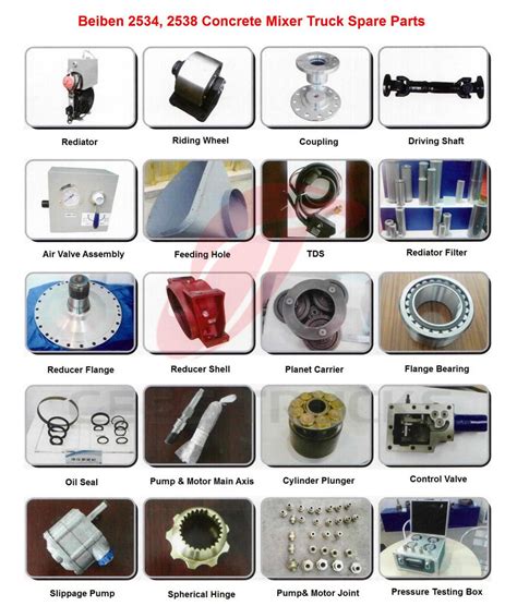 Concrete Mixer Truck Spare Parts Names