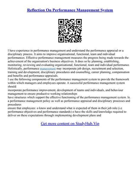 Performance Management Essay Reflection On Performance Management