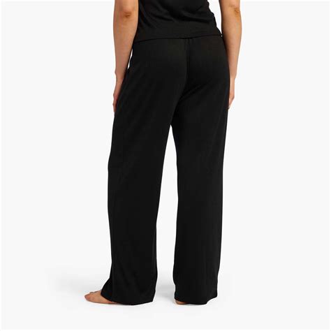 Heart Pointelle Pajama Wide Leg Pant Black Nuuds