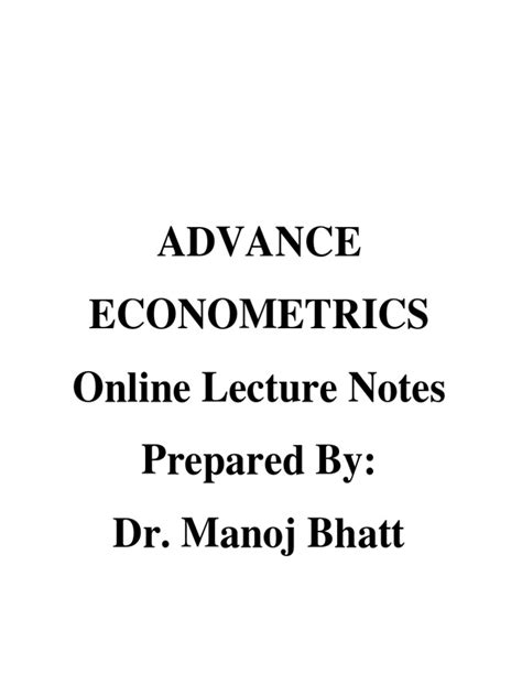 Econometrics Main Slides Pdf Econometrics Long Run And Short Run