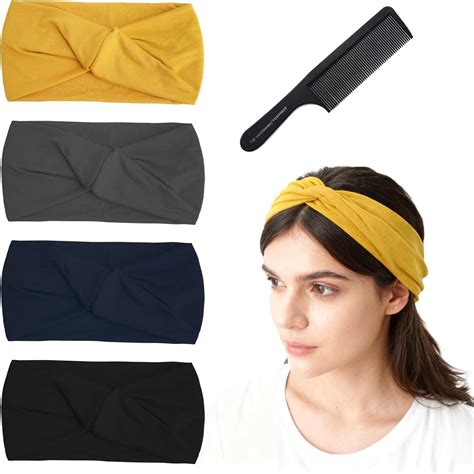 Kqdravine 4 Pack Turban Headbands For Women Wide Vintage Head Wraps