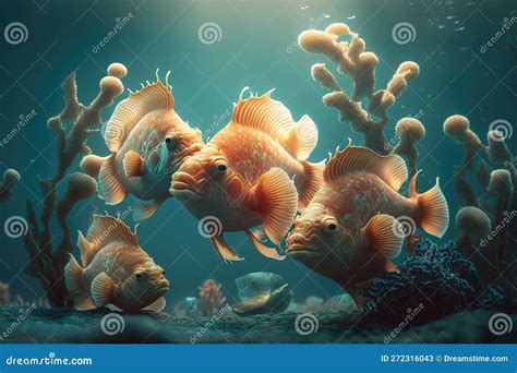 Frogfish Fish Underwater Lush Nature By Generative Ai Stock