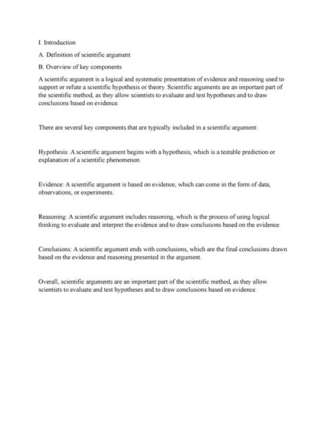 Basics Of Scientific Arguments 1 I Introduction A Definition Of Scientific Argument B Basics Of Scientific Arguments 1 I Introduction A Definition Of Scientific Argument B