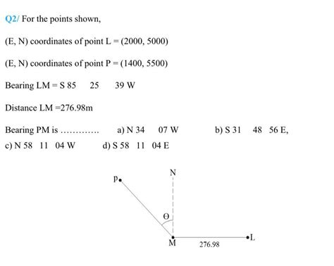 Solved Q2 For The Points Shown E N Coordinates Of Chegg Com