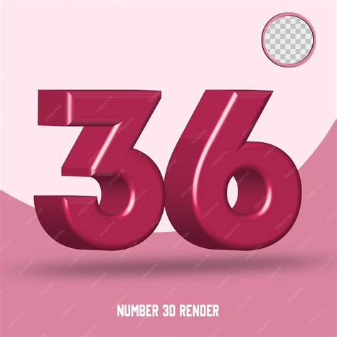 Premium Psd 3d Render Number 36 Red Marron Color