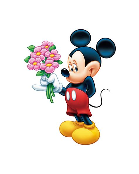 Mickey Mouse With Flowers Digital Art By Yugo Guntoro Pixels