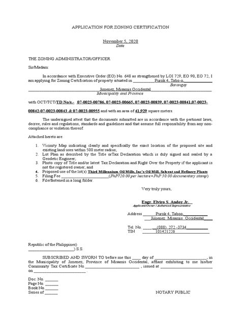 Zoning Clearance Application Blank Pdf Civil Law Common Law