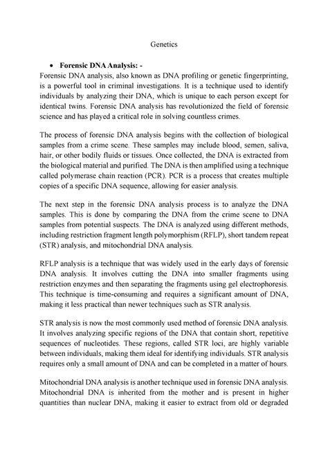 Genetics Forensic Dna Analysis Expt Genetics Forensic Dna Analysis Forensic Dna Analysis
