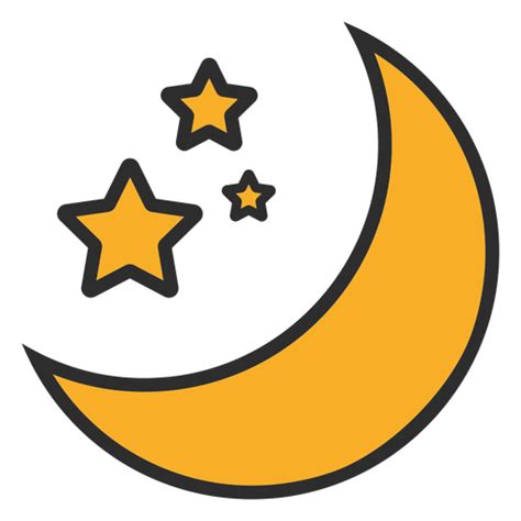 Diseño Png Y Svg De Trazo De Color De La Luna Y Las Estrellas Para