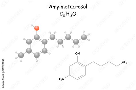 Stylized Molecule Model Structural Formula Of Amylmetacresol Stock Vector Adobe Stock