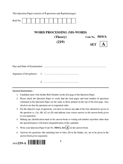 219 Word Processing Ms Word Theory Pdf