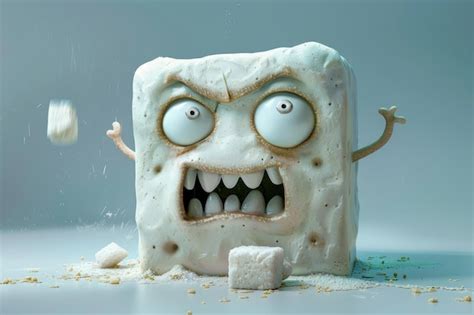 Premium Photo Animated Sugar Cube Character With Flying Sugar In Motion