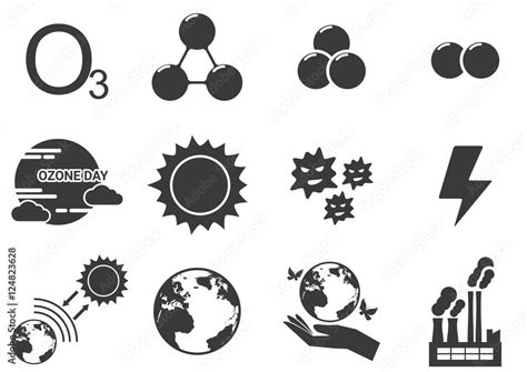 Vetor Do Stock Set Of Ozone Icons Adobe Stock
