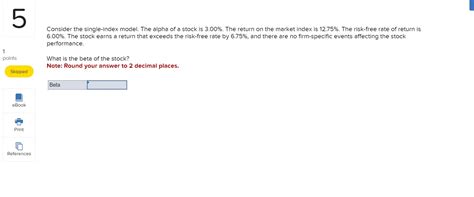Solved Consider The Single Index Model The Alpha Of A Stock