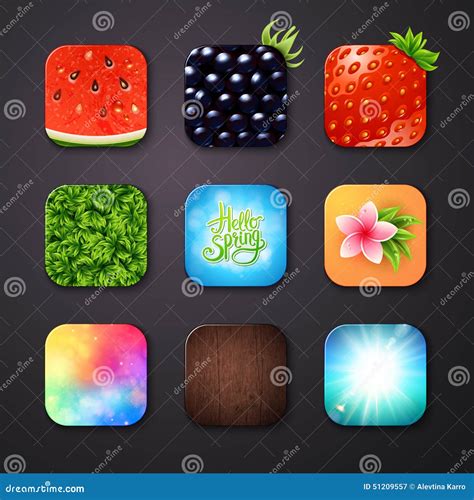 Attractive Square Buttons With Different Designs Stock Vector