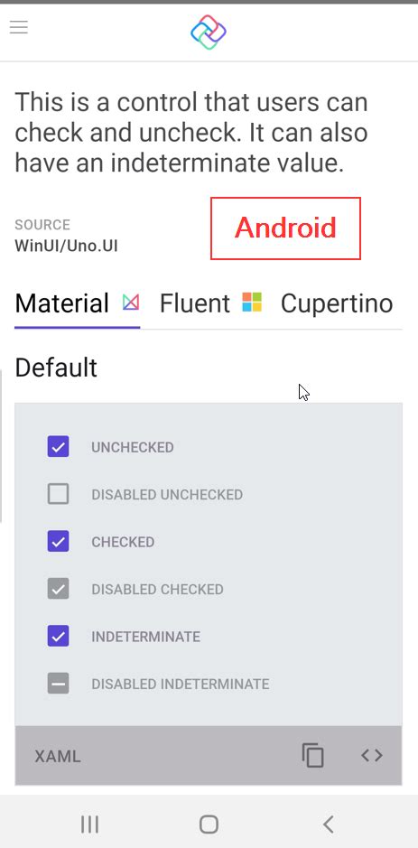 All Platforms Visual Difference For `materialcheckboxstyle` With