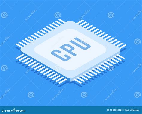 CPU Chip Computer Processor Icon Isometric Template For Web Design In Flat D Style Stock