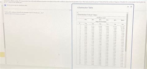 T Distribution Table Chegg Com